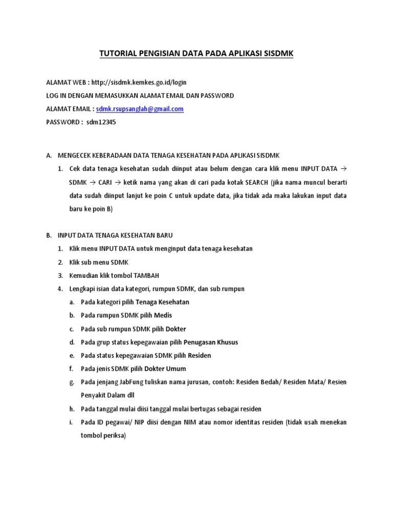 Panduan Pendaftaran dan Update SISDMK | PDF