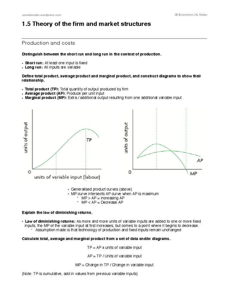 Theory of The Firm (HL) Notes | PDF | Monopoly | Perfect Competition