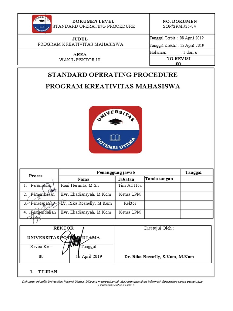 SOP Program Kreativitas Mahasiswa | PDF