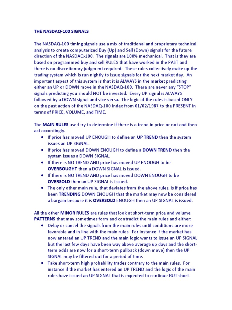 NASDAQ-100 Trading Signals Explained | PDF | Stock Market Index ...