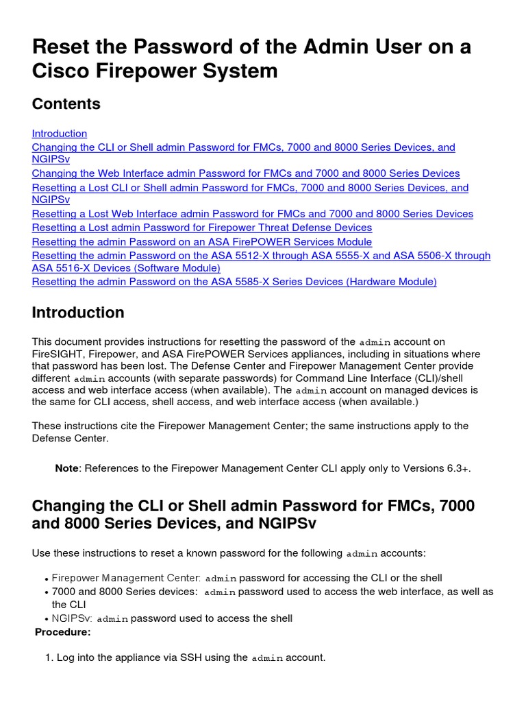 Reset The Password of The Admin User On A Cisco Firepower System | PDF | Shell (Computing ...