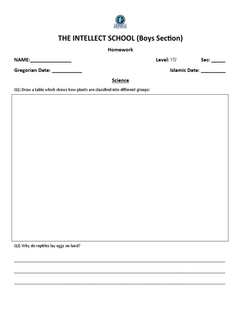 Class 7 Plant and Animal Classification Worksheet | PDF | Amphibian ...