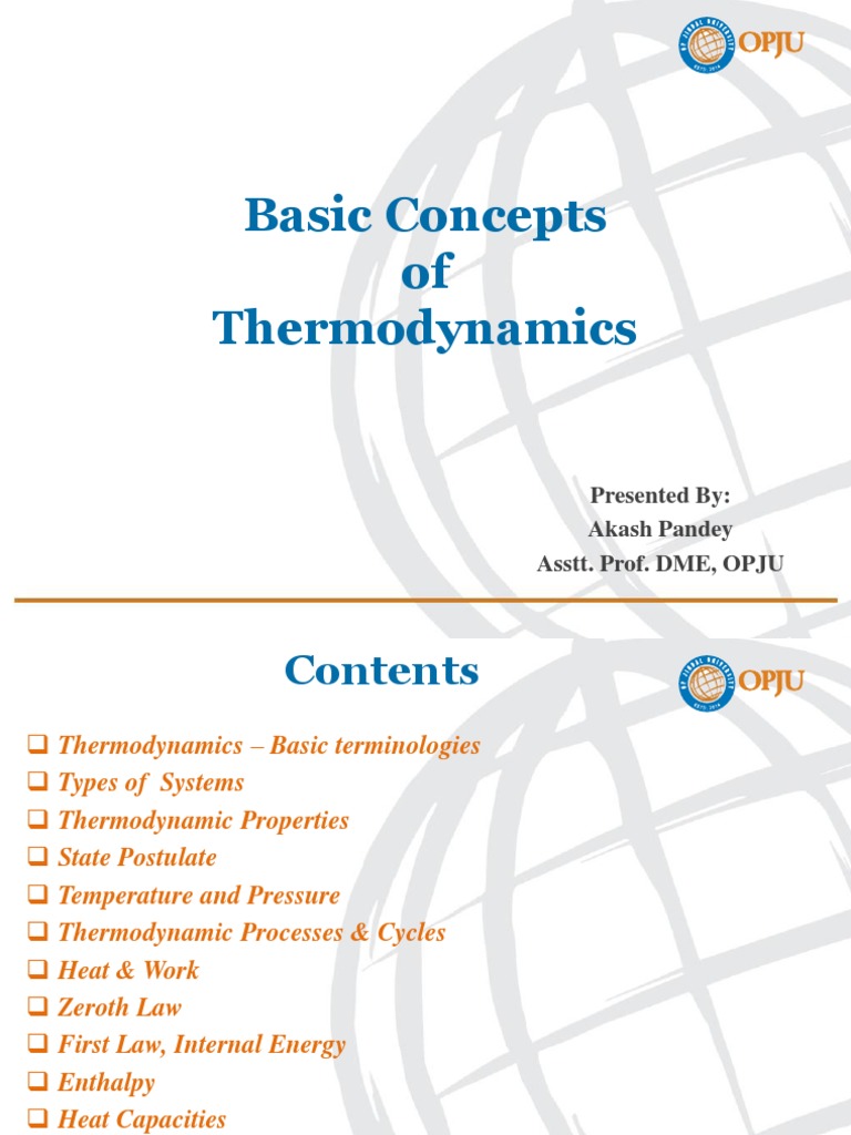Basic Concepts of Thermodynamics: Presented By: Akash Pandey Asstt ...