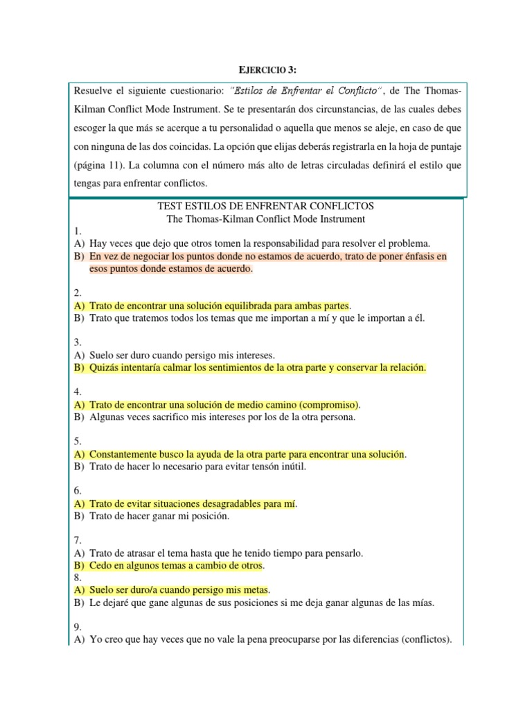 Test Conflictos | PDF | Creatividad | La naturaleza humana