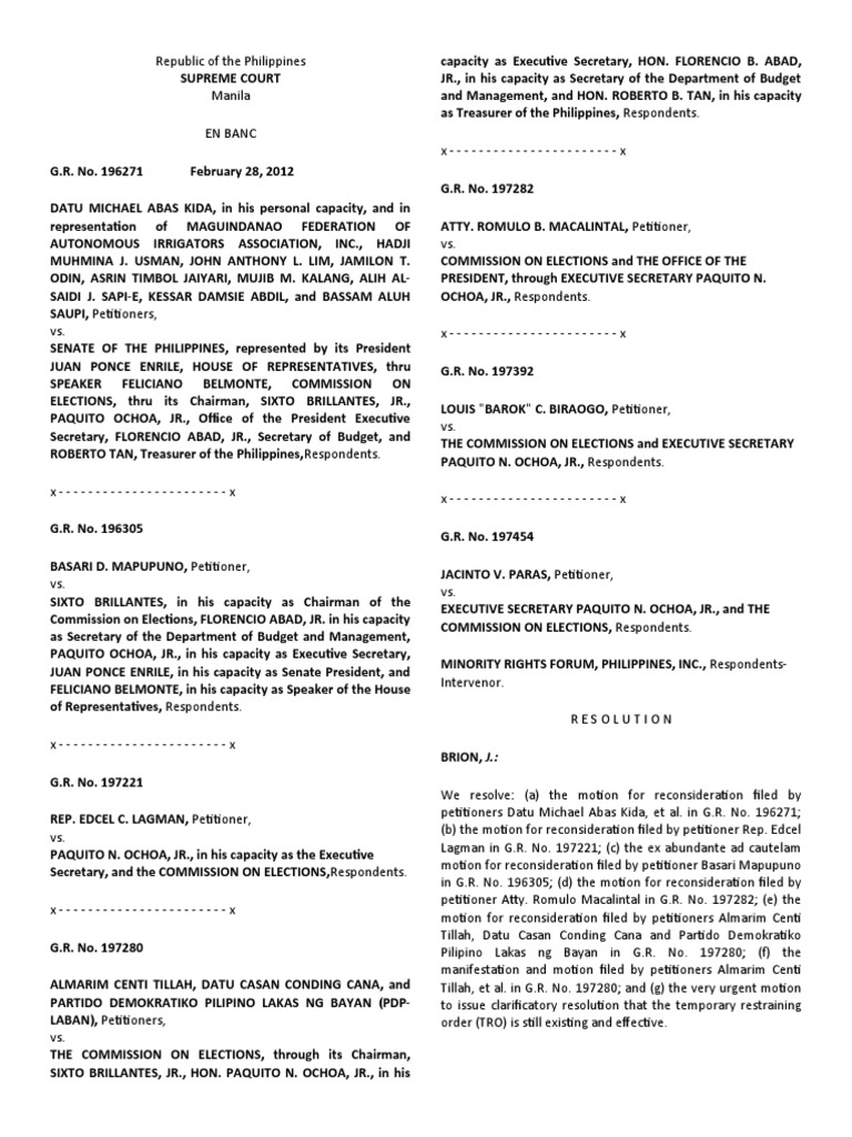 Datu Michael Abas Kida v. Senate 667 Scra 270 (2012) | PDF ...