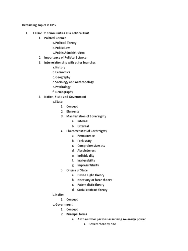 Remaining Topics in DISS | PDF | Sovereignty | Government