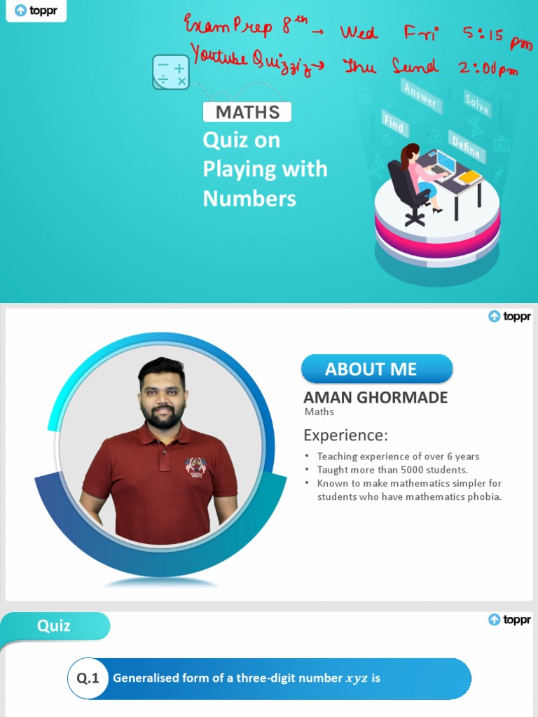 Math Quiz: Playing with Numbers | PDF