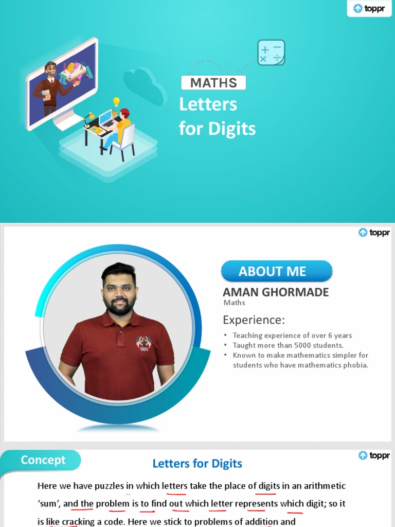 Letters For Digits H1611327483.4897661 | PDF | Numbers | Arithmetic