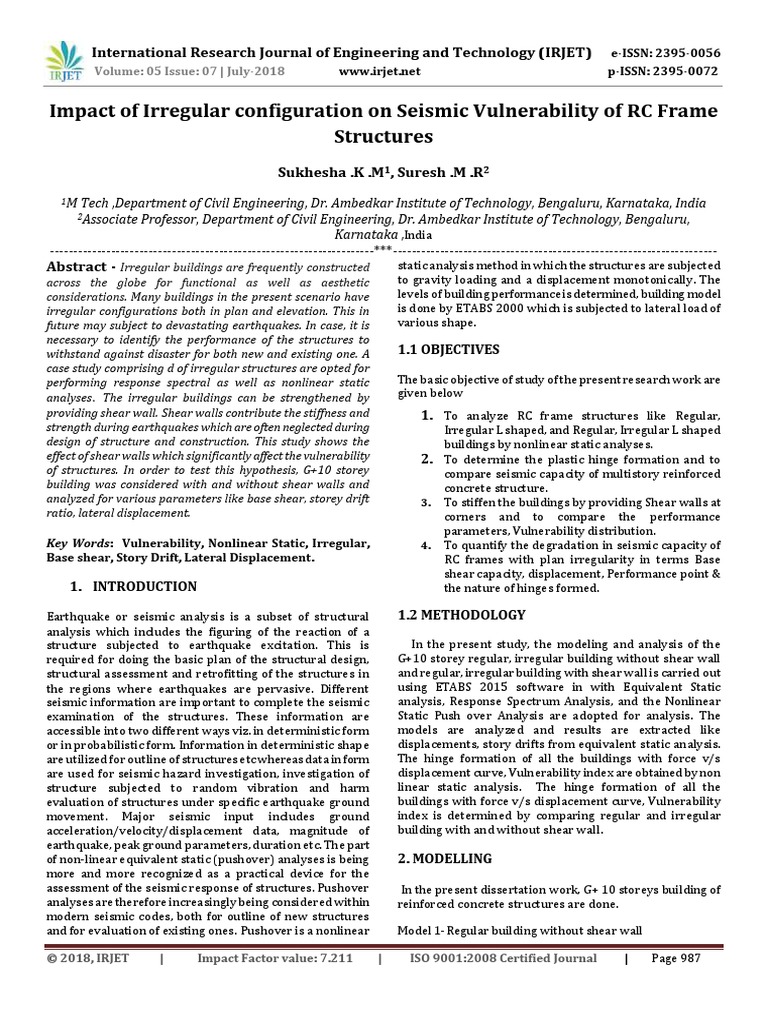 IRJET Impact of Irregular Configuration | PDF | Mechanics | Applied And ...