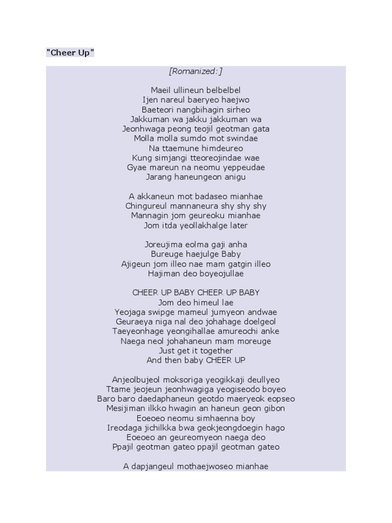 "Cheer Up": (Romanized:) | PDF