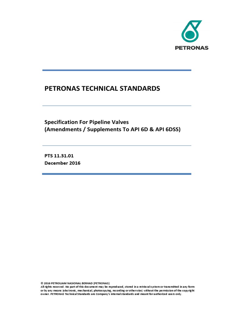 Petronas Technical Standards: Specification For Pipeline Valves ...