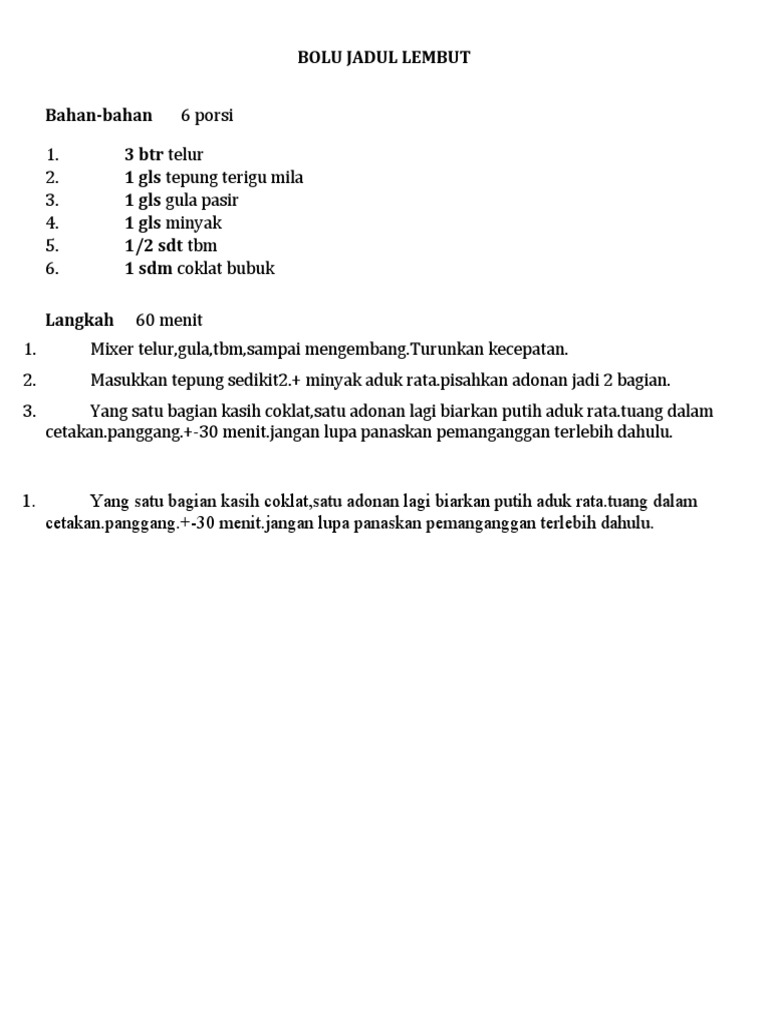 Resep Bolu | PDF