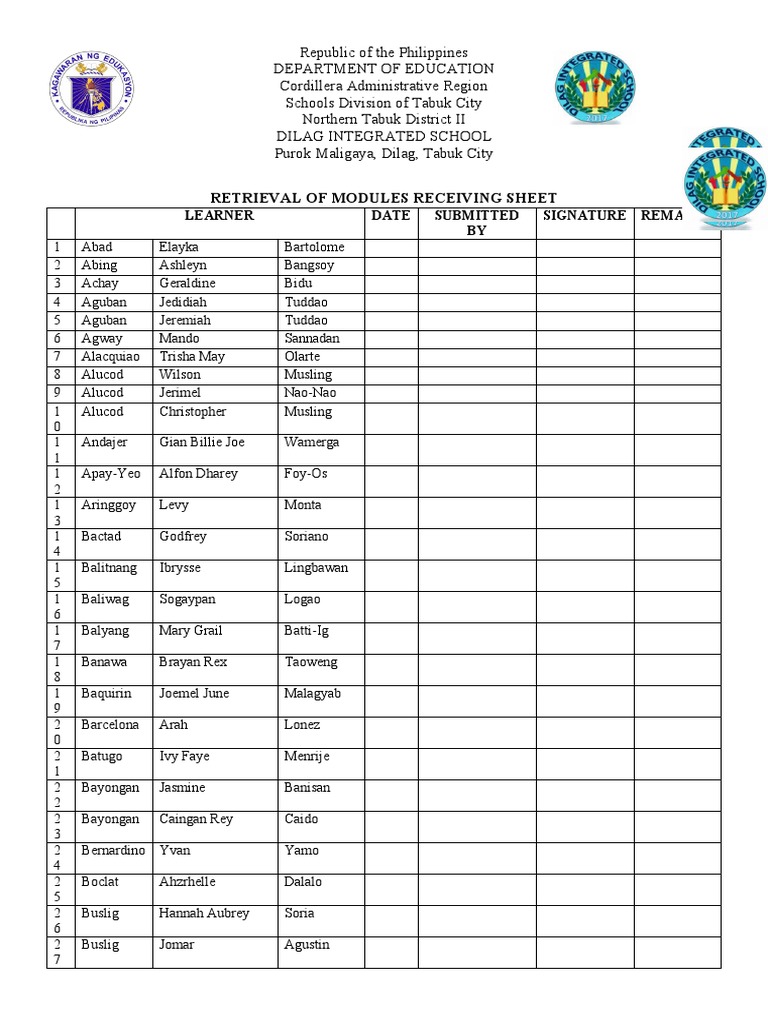 Retrieval of Modules Receiving Sheet | PDF