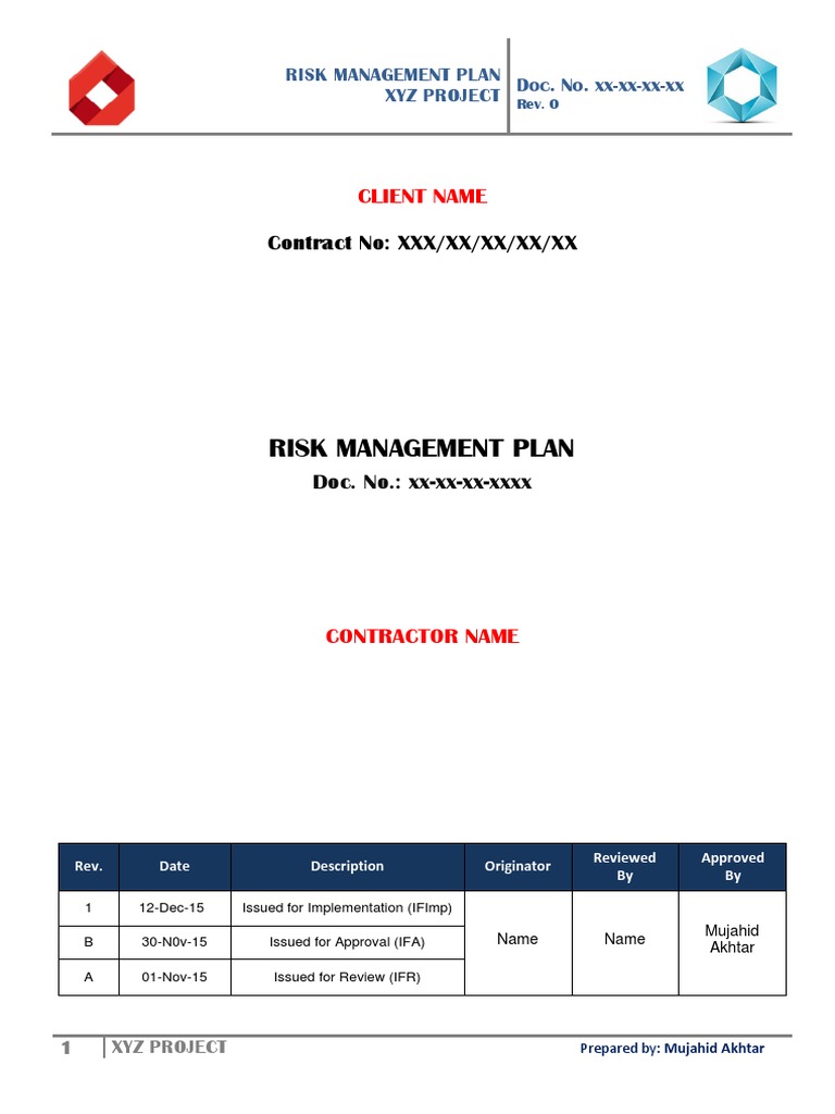 Risk Management Plan - Template | PDF | Risk Management | Risk