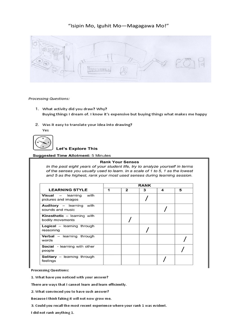 "Isipin Mo, Iguhit Mo-Magagawa Mo!": Processing Questions | PDF | Test ...