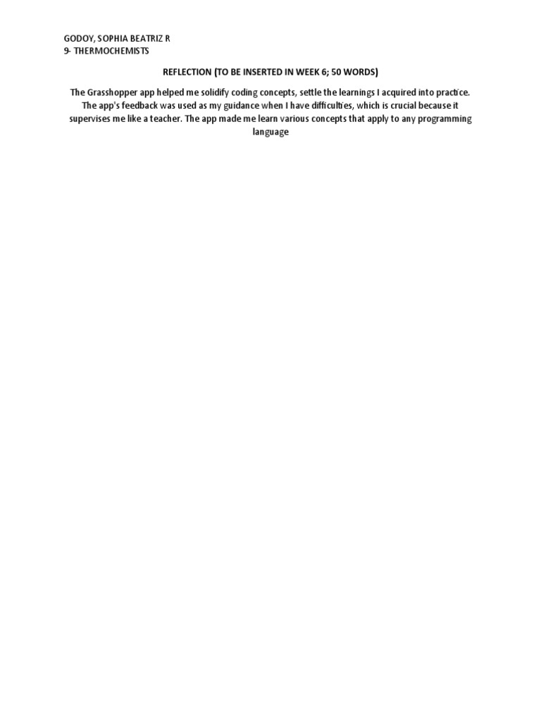 50 Words Reflection | PDF