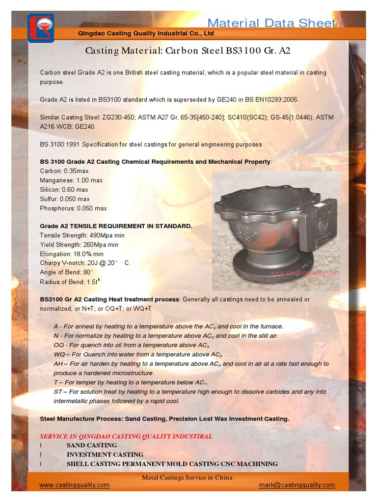 Casting Material: Carbon Steel BS3100 Gr. A2 | PDF | Casting ...
