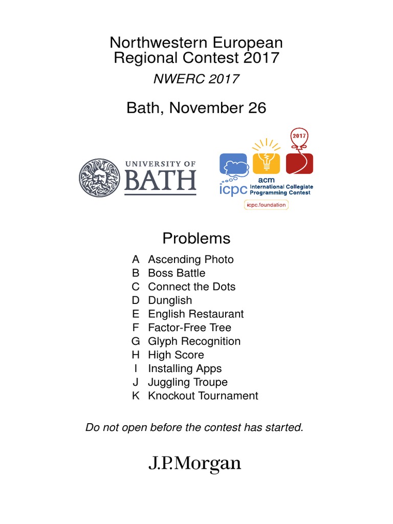 Northwestern European Regional Contest 2017: NWERC 2017 | PDF | Mobile ...