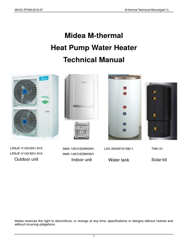 Midea M-Thermal Heat Pump Water Heater Technical Manual: Outdoor Unit ...