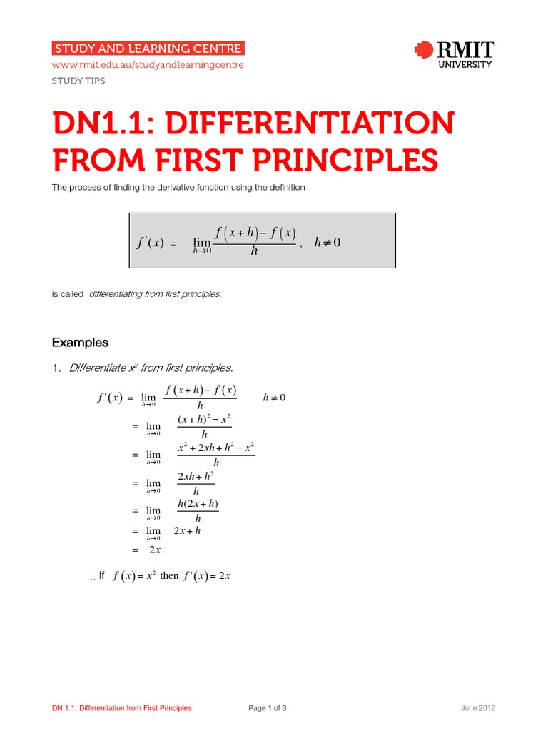 Differentiation From First Principles | PDF | Rates | Derivative
