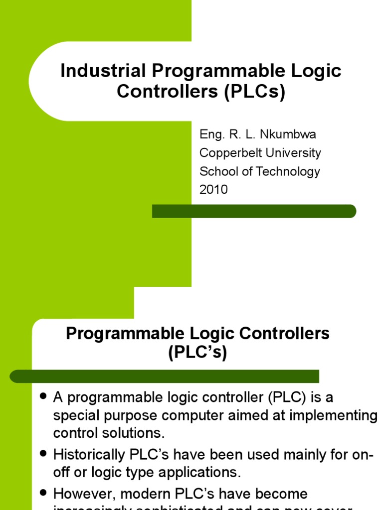 Lecture7 Industrial Programmable Logic Controllers Plcs | PDF ...
