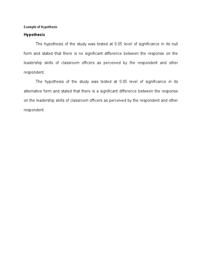 Example of Hypothesis | PDF