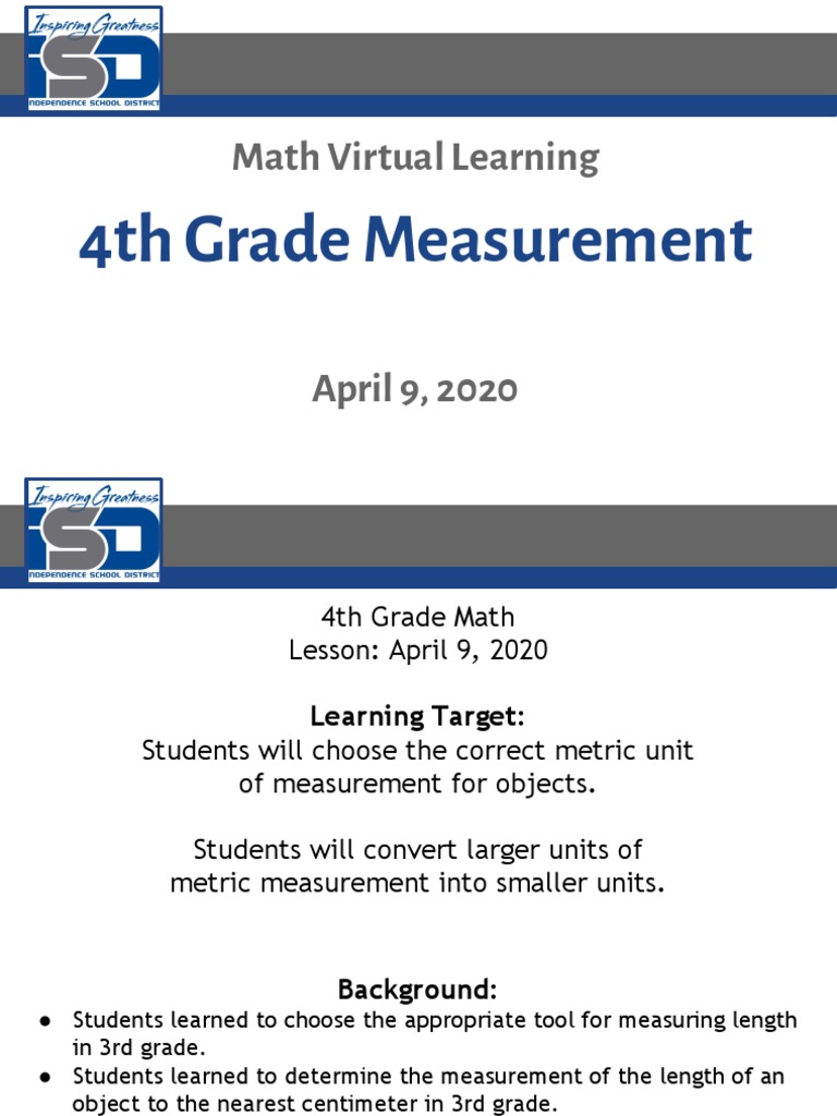 4th Grade Metric Measurement Guide | PDF | Metre | Measurement