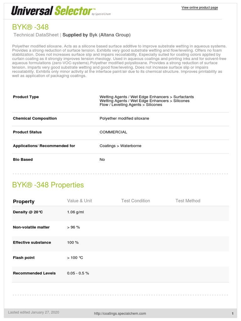 BYK® - 348 - Byk (Altana Group) | PDF | Surfactant | Wetting