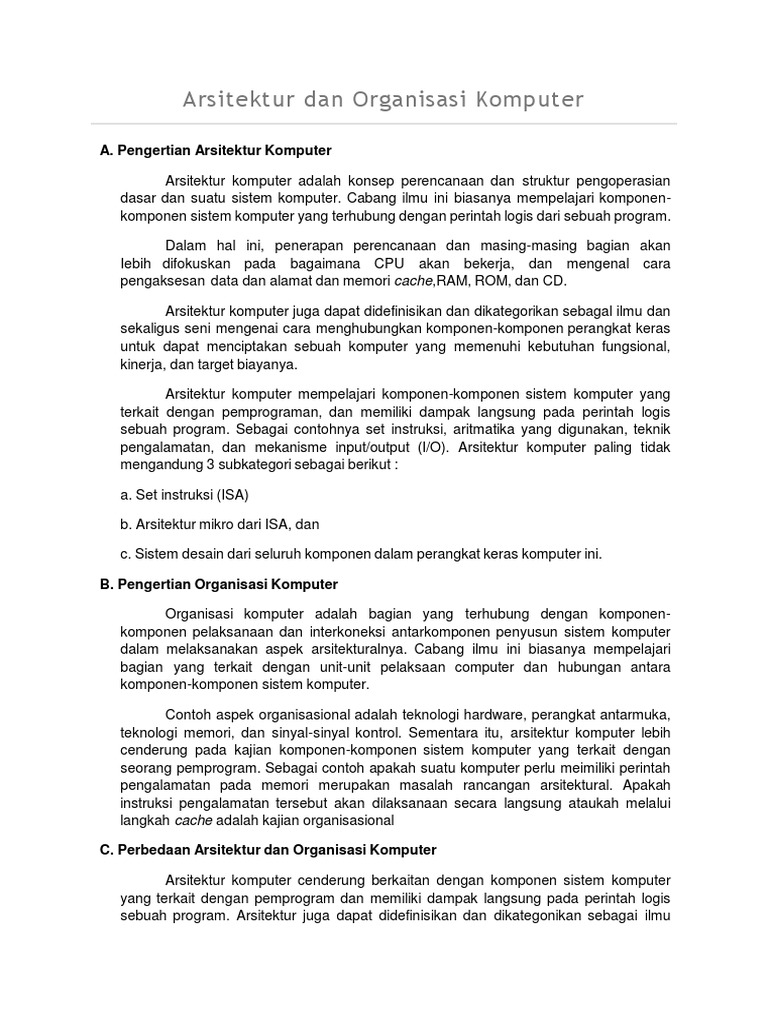 MODUL 1 Arsitektur Dan Organisasi Komputer | PDF