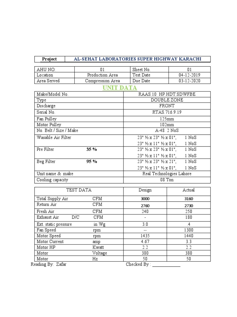 Ahu Units Pdf Manufactured Goods Mechanical Engineering