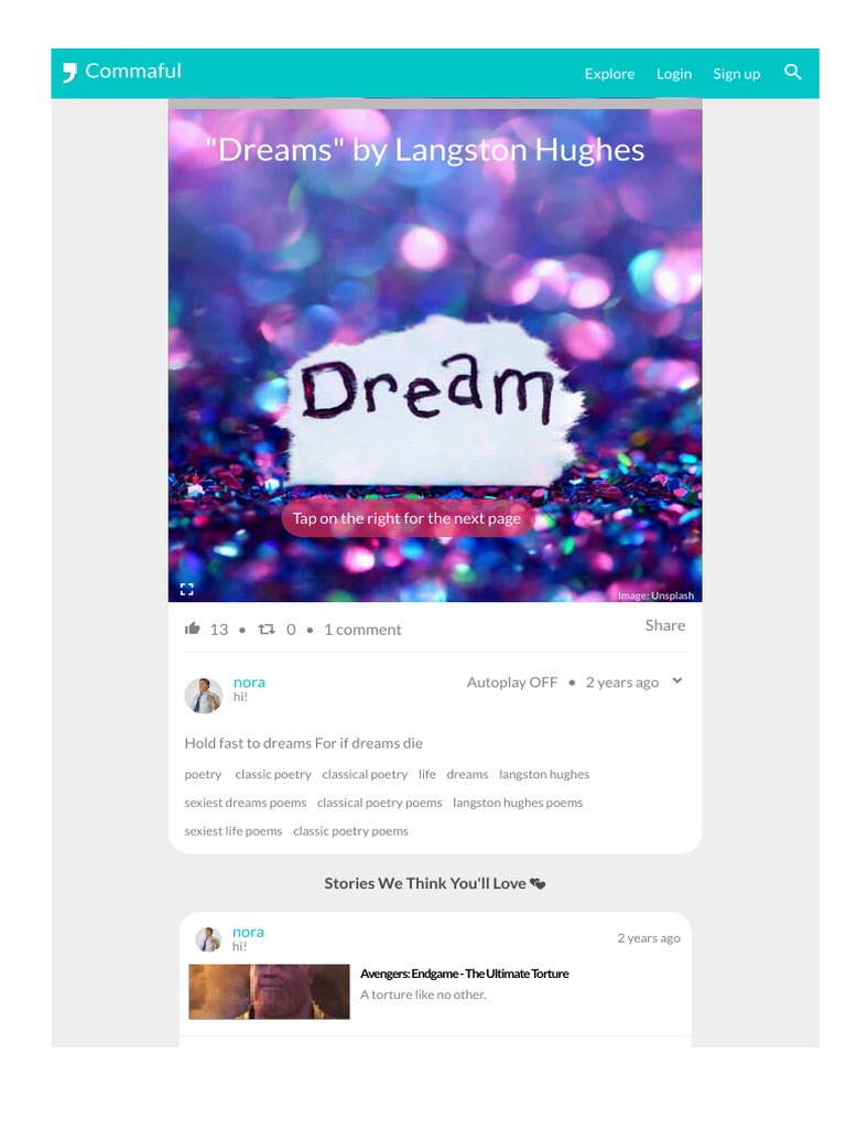 "Dreams" by Langston Hughes: Commaful | PDF | Poetry