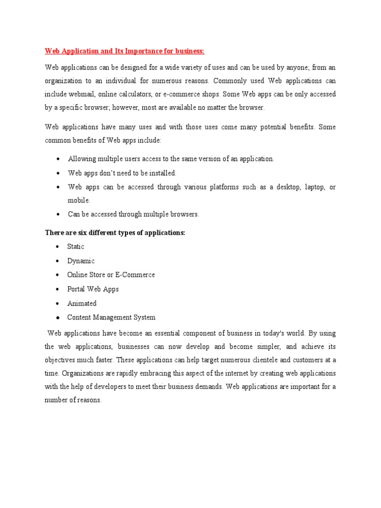 Web Application and Its Importance | PDF | Web Application ...