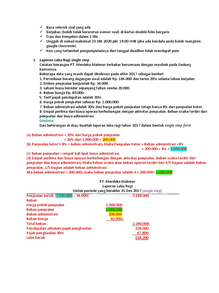 Jawaban Kuis 1 2020 | PDF