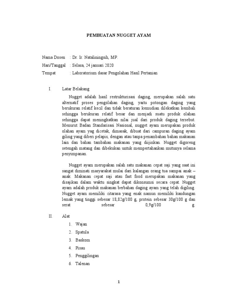 Pembuatan Nugget Ayam | PDF