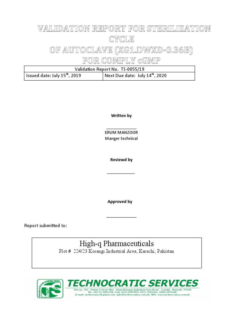 Autoclave Validation Protocol | PDF | Verification And Validation | Sterilization (Microbiology)