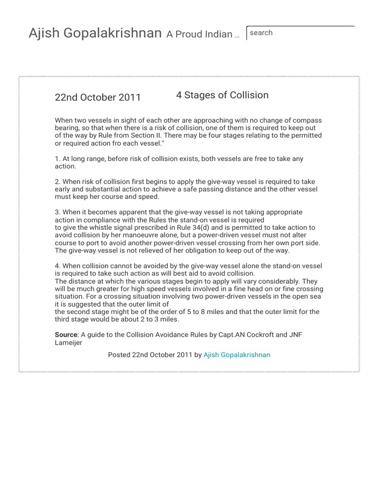 Four Stages of Collision Explained | PDF