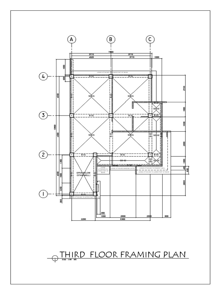 Third Floor Framing Plan: Ledge Attached To Lower Part of Beam | PDF | Brisbane | Suburbs Of ...