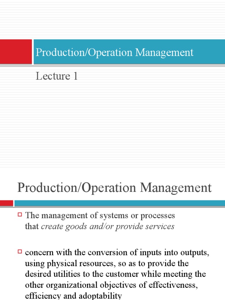 Production/Operation Management | PDF | Operations Management | Industries