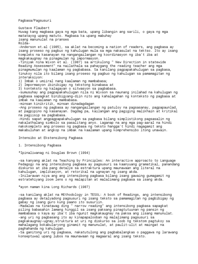 Pagbasa Pagsusuri | PDF