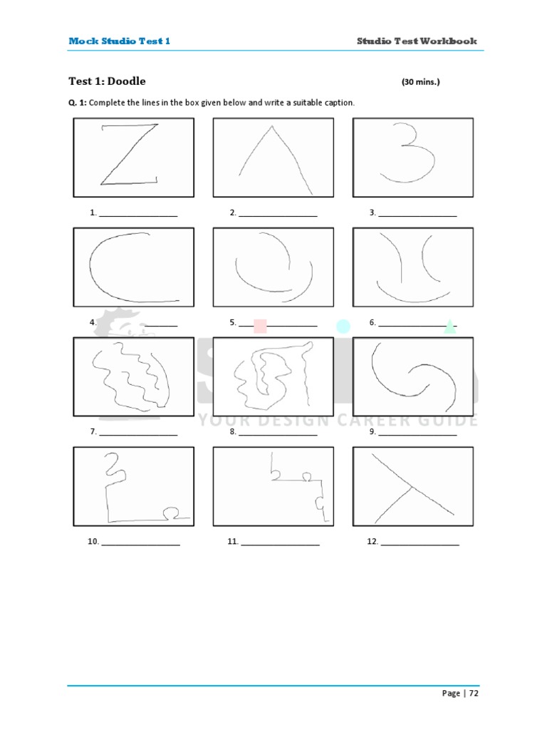 Test 1: Doodle: (30 Mins.) Q. 1: Complete The Lines in The Box Given ...