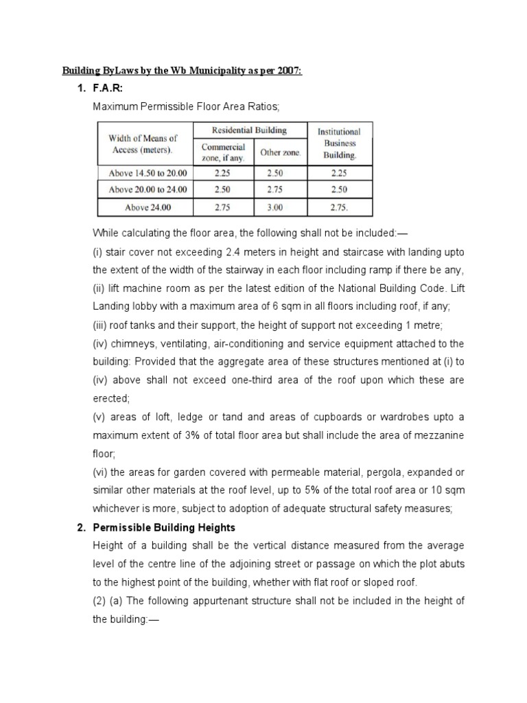 Building ByLaws by The WB Municipality As Per 2007 | Download Free PDF ...