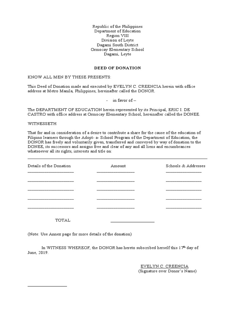 Acceptance Deed of Donation | PDF | Real Estate Law | Environmental Law