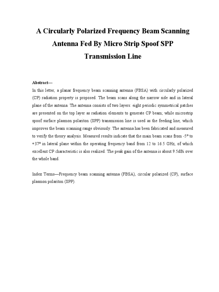 A Circularly Polarized Frequency Beam Scanning Antenna Fed by Micro ...