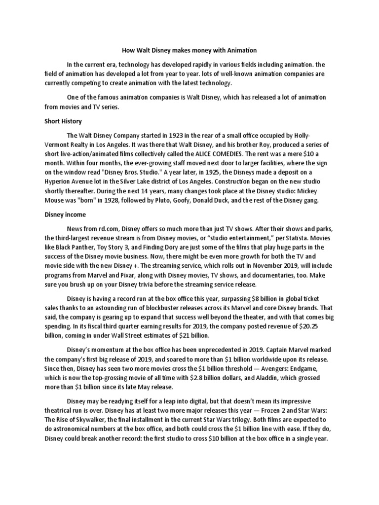 How Animation Business Works | PDF | The Walt Disney Company | Animation