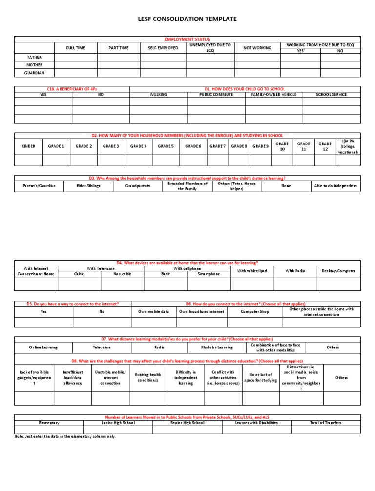 Lesf Consolidation Template | PDF | Information And Communications ...