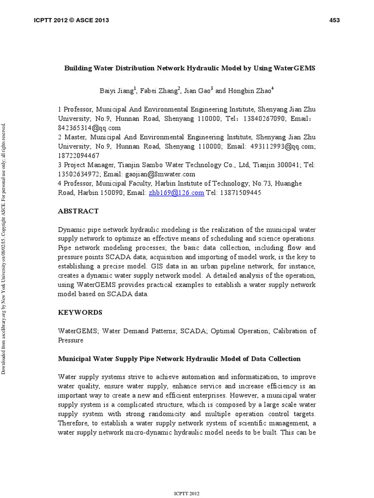 Building Water Distribution Network Hydraulic Model by Using Watergems ...