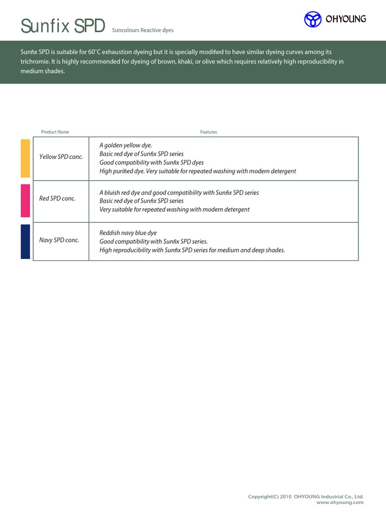 Sunfix SPD: Suncolours Reactive Dyes | PDF