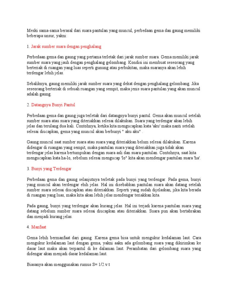 Beda Gema Dan Gaung | PDF