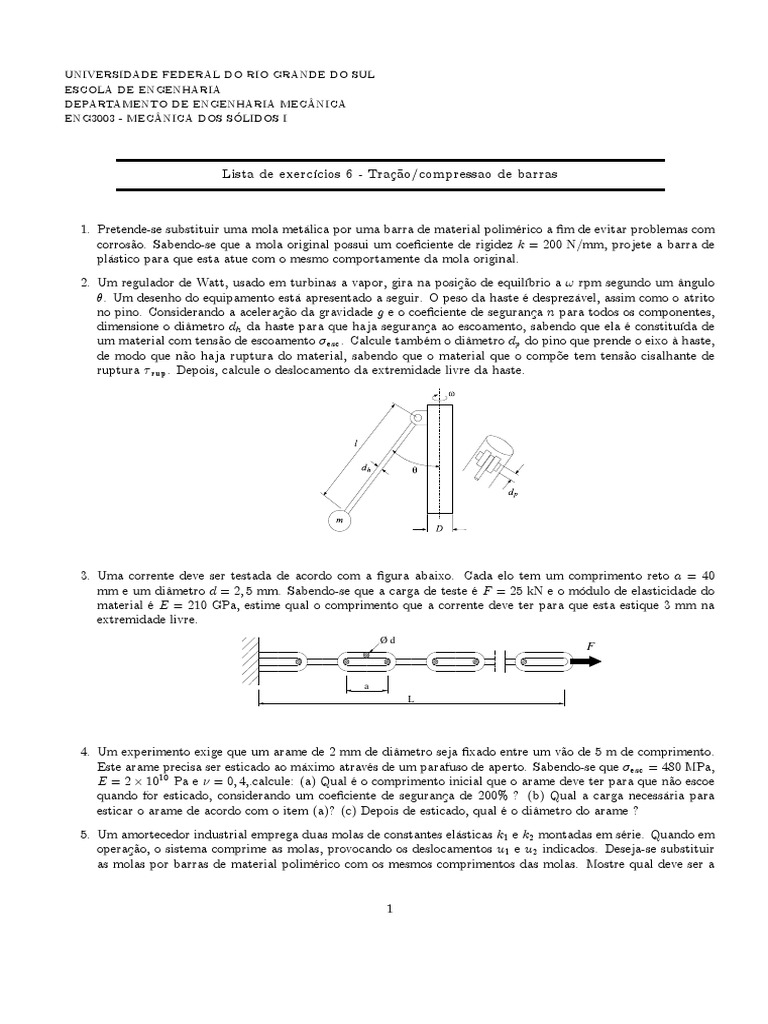 Tópico 8 - Tração Compressão de Barras | PDF | Estresse (Mecânica ...