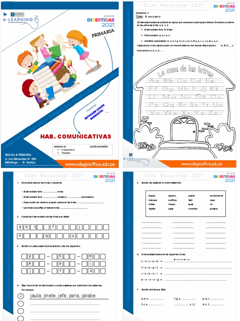 Actividades de Abecedario y Trabadas | PDF | Alfabeto | Infografia